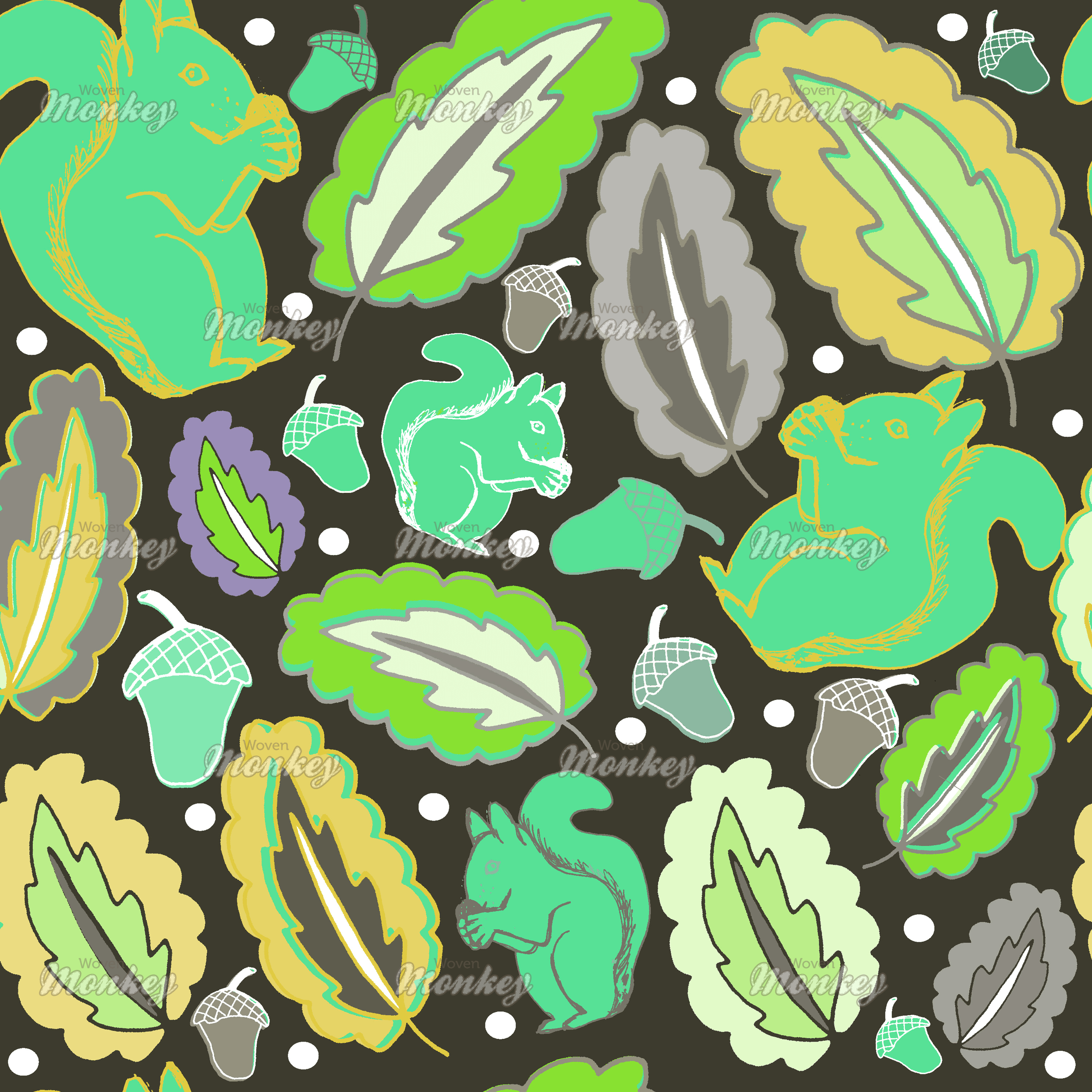 Pastel Fall Repeat Pattern | Fabric | Woven Monkey