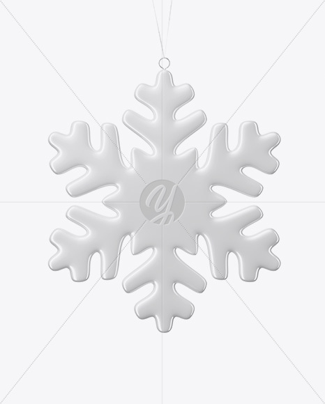 Glossy Snowflake Mockup - Front View on Yellow Images Object Mockups